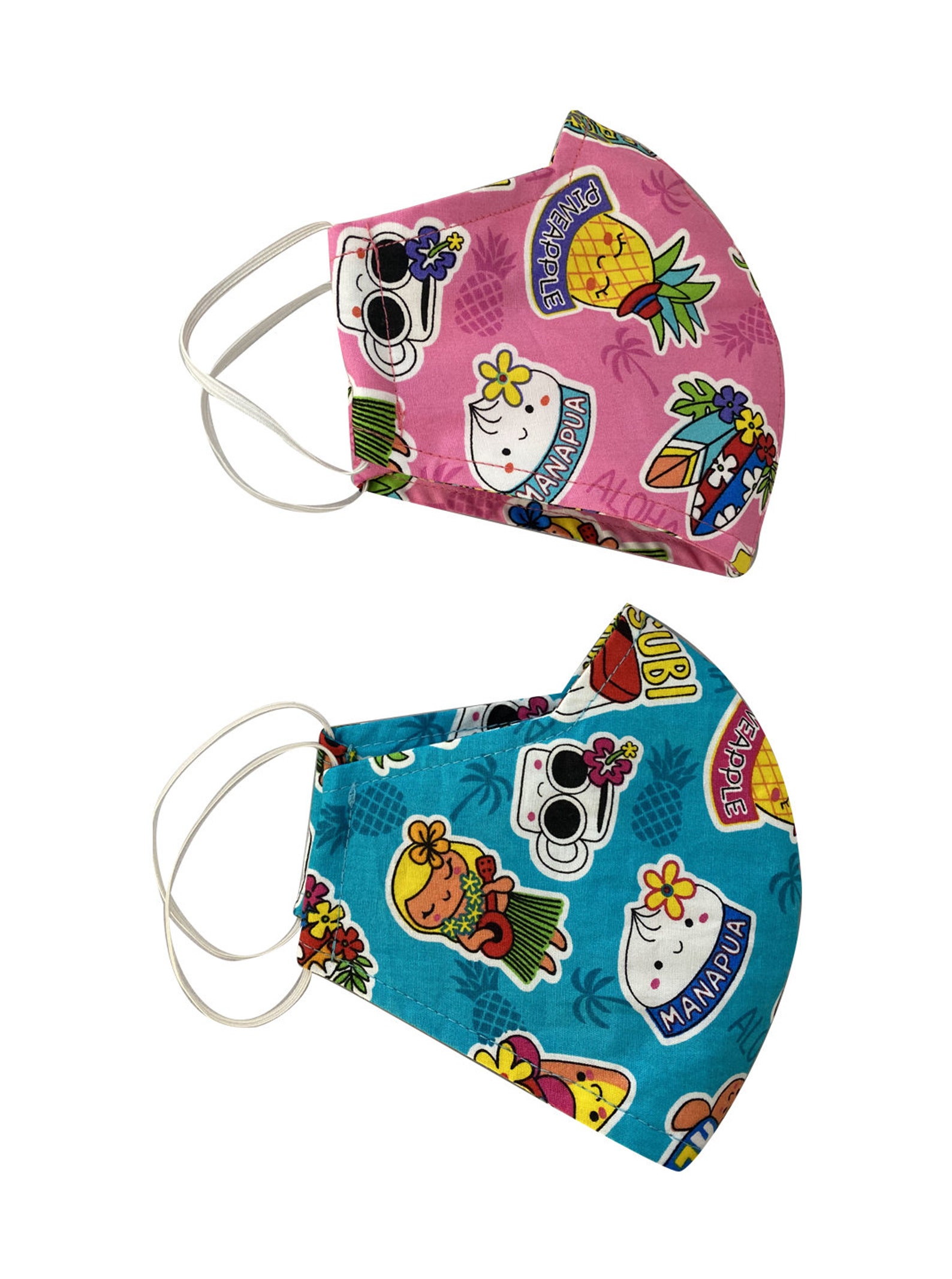Face Masks 3 Layer Filter Hawaiian Aloha Print Local Snack | Etsy