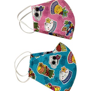 Face Masks 3 Layer Filter Hawaiian Aloha Print Local Snack Foods Cute ...