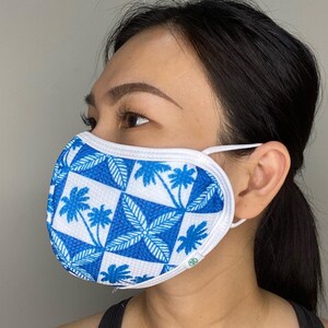 Face Masks Hawaiian Aloha Print Blue White Palm Tree Quilt Design - Etsy