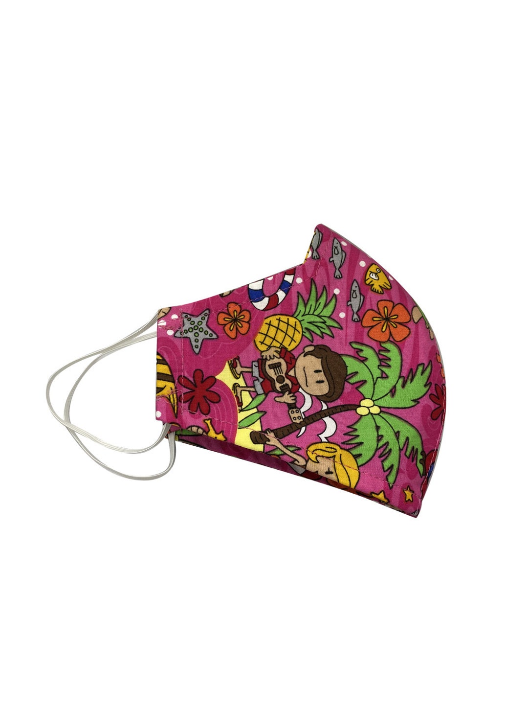 Face Masks 3 Layer Filter Cotton Hawaiian Aloha Print Island Boy & Girl ...