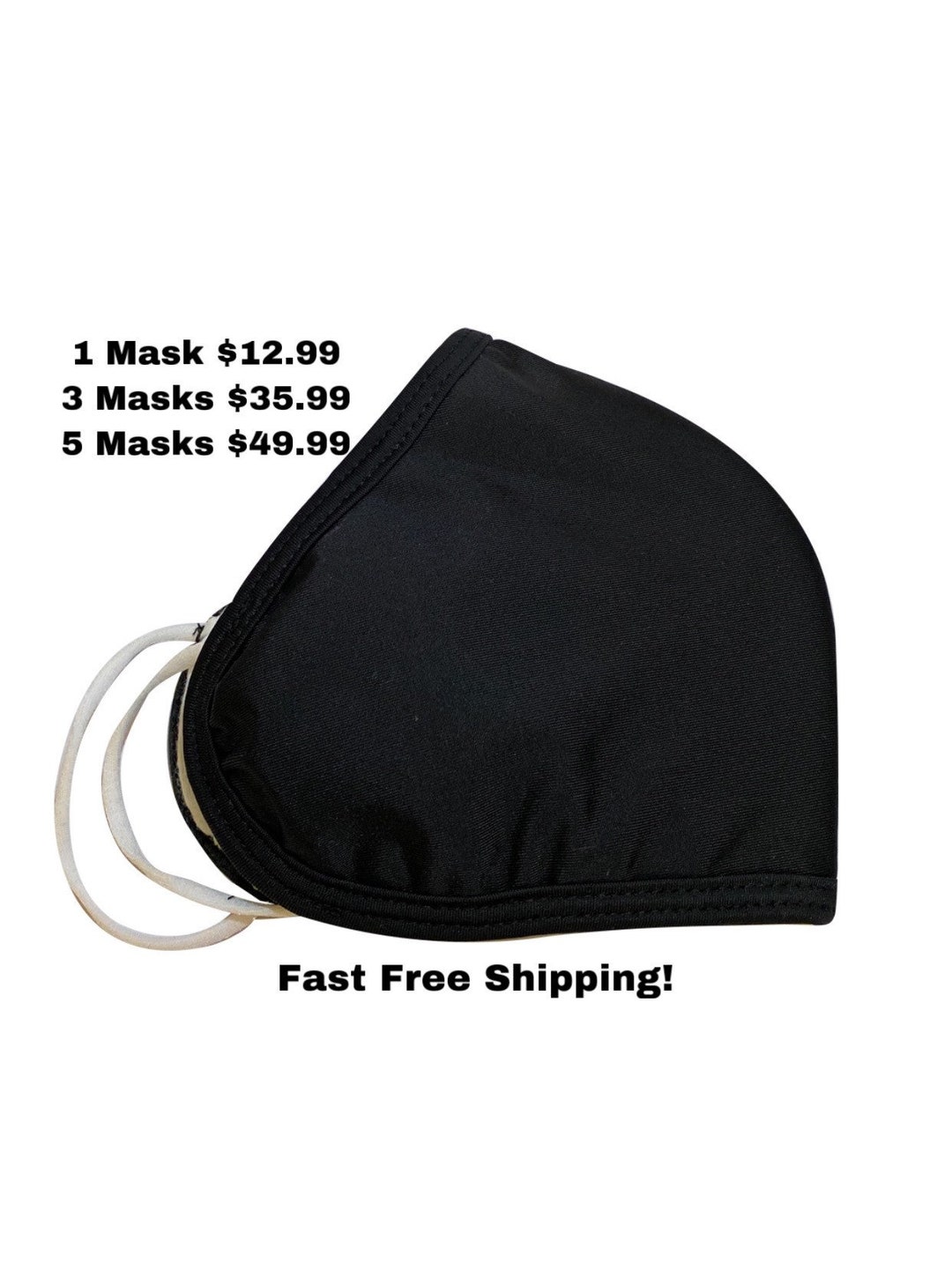 4 Layer Face Masks Solid Black Super Comfortable Soft Ear Straps - Etsy