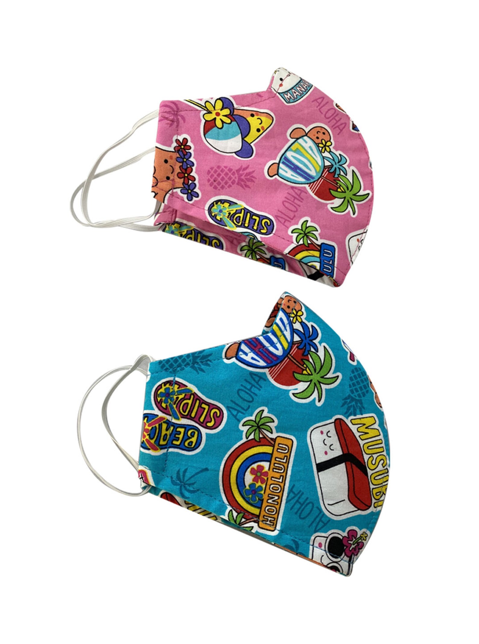 Face Masks 3 Layer Filter Hawaiian Aloha Print Local Snack | Etsy