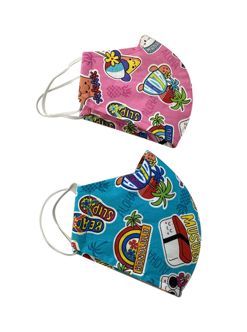 Face Masks 3 Layer Filter Hawaiian Aloha Print Local Snack | Etsy