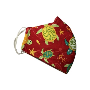 Face Masks 3 Layer Filter Hawaiian Aloha Print Red Turtle Honu Hawaii ...
