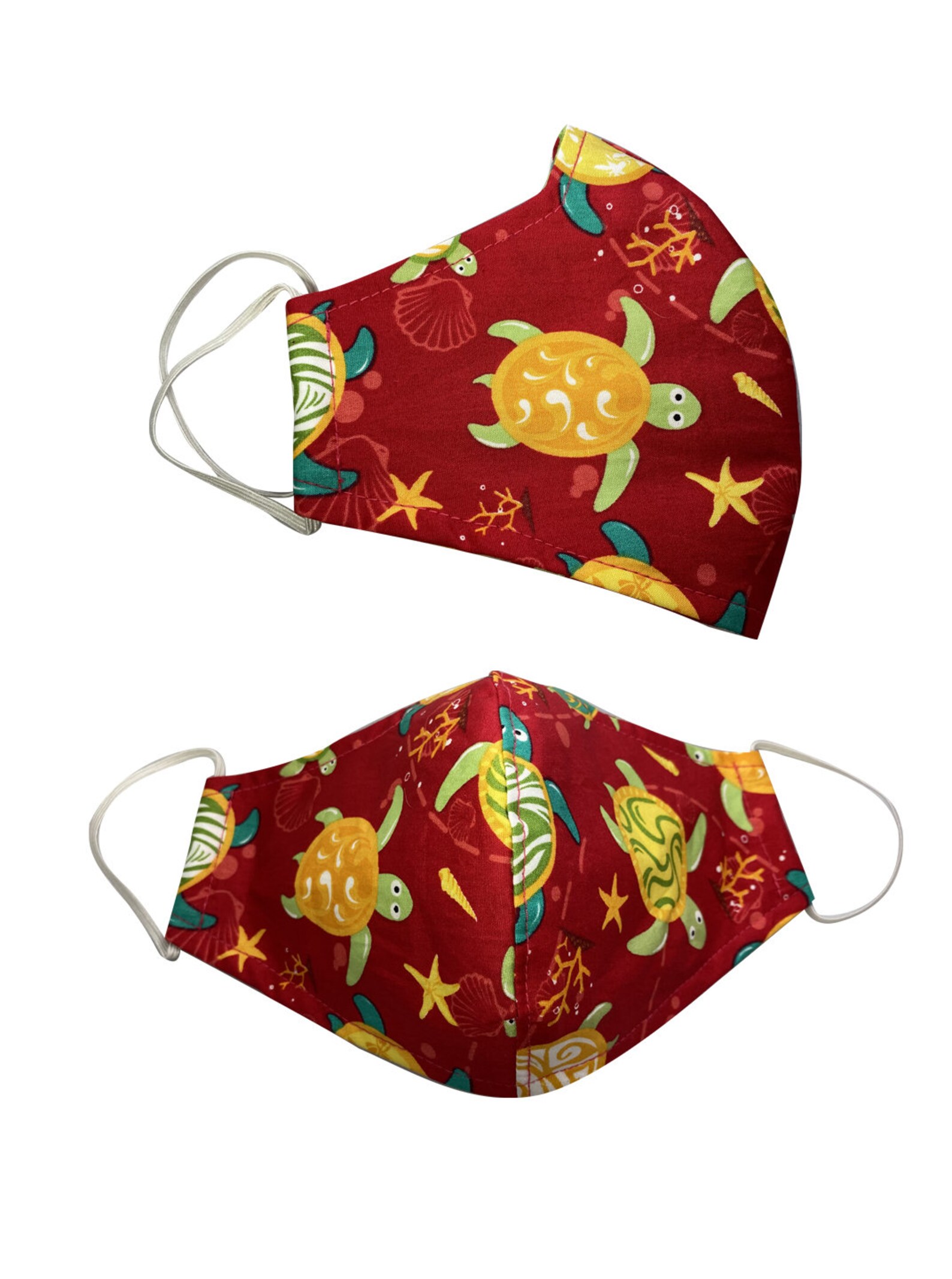 Face Masks 3 Layer Filter Hawaiian Aloha Print Red Turtle Honu | Etsy