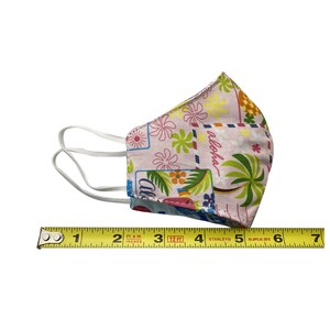 Kids Size (5 Masks) Face Masks 3 Layer Fabric Hawaiian Aloha Print ...