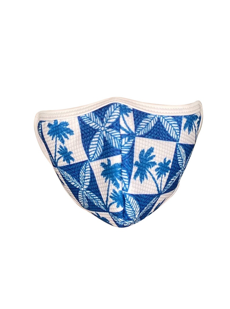 Face Masks Hawaiian Aloha Print Blue White Palm Tree Quilt | Etsy