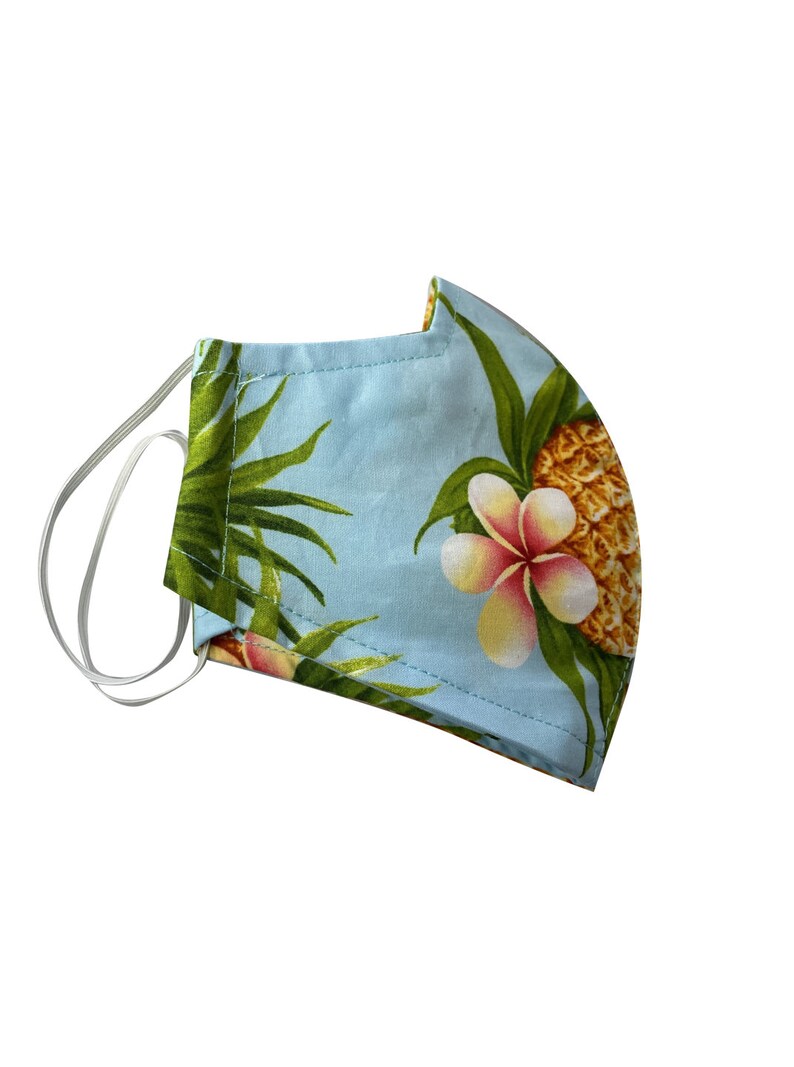 Face Masks 3 Layer Filter Aloha Print Blue Pineapple Pink | Etsy