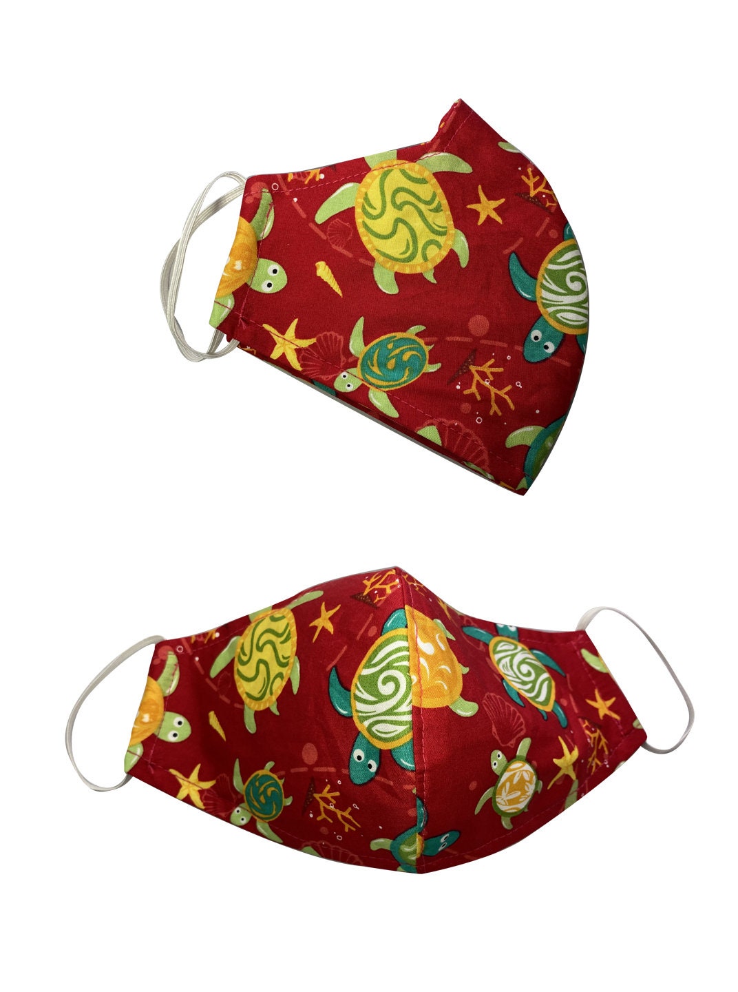 Face Masks 3 Layer Filter Hawaiian Aloha Print Red Turtle Honu - Etsy