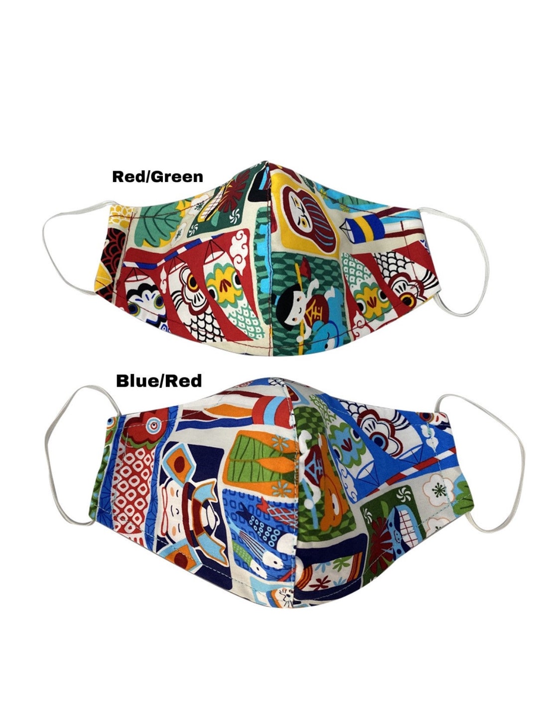 Aloha Hawaiian Face Masks 3 Layer Filter Japanese Koinobori Carp ...