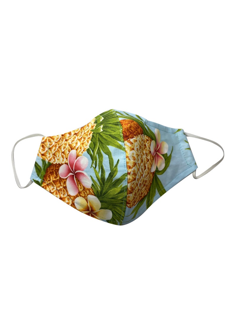 Face Masks 3 Layer Filter Aloha Print Blue Pineapple Pink | Etsy
