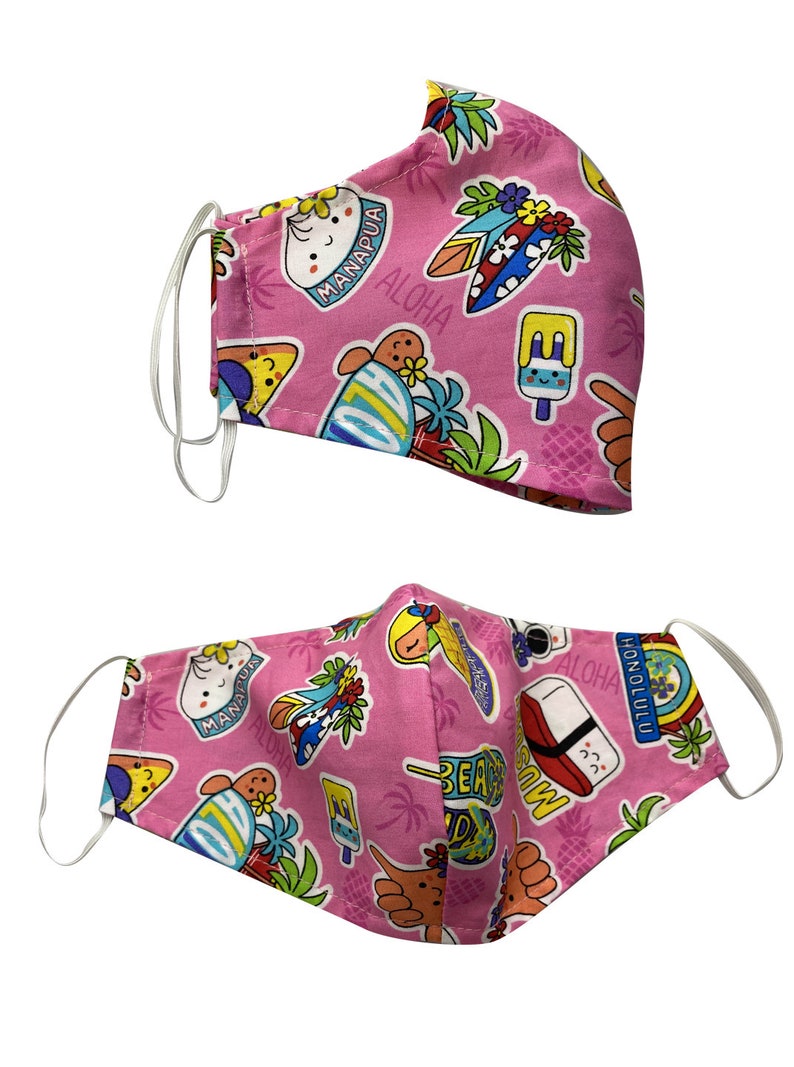 Face Masks 3 Layer Filter Hawaiian Aloha Print Local Snack | Etsy