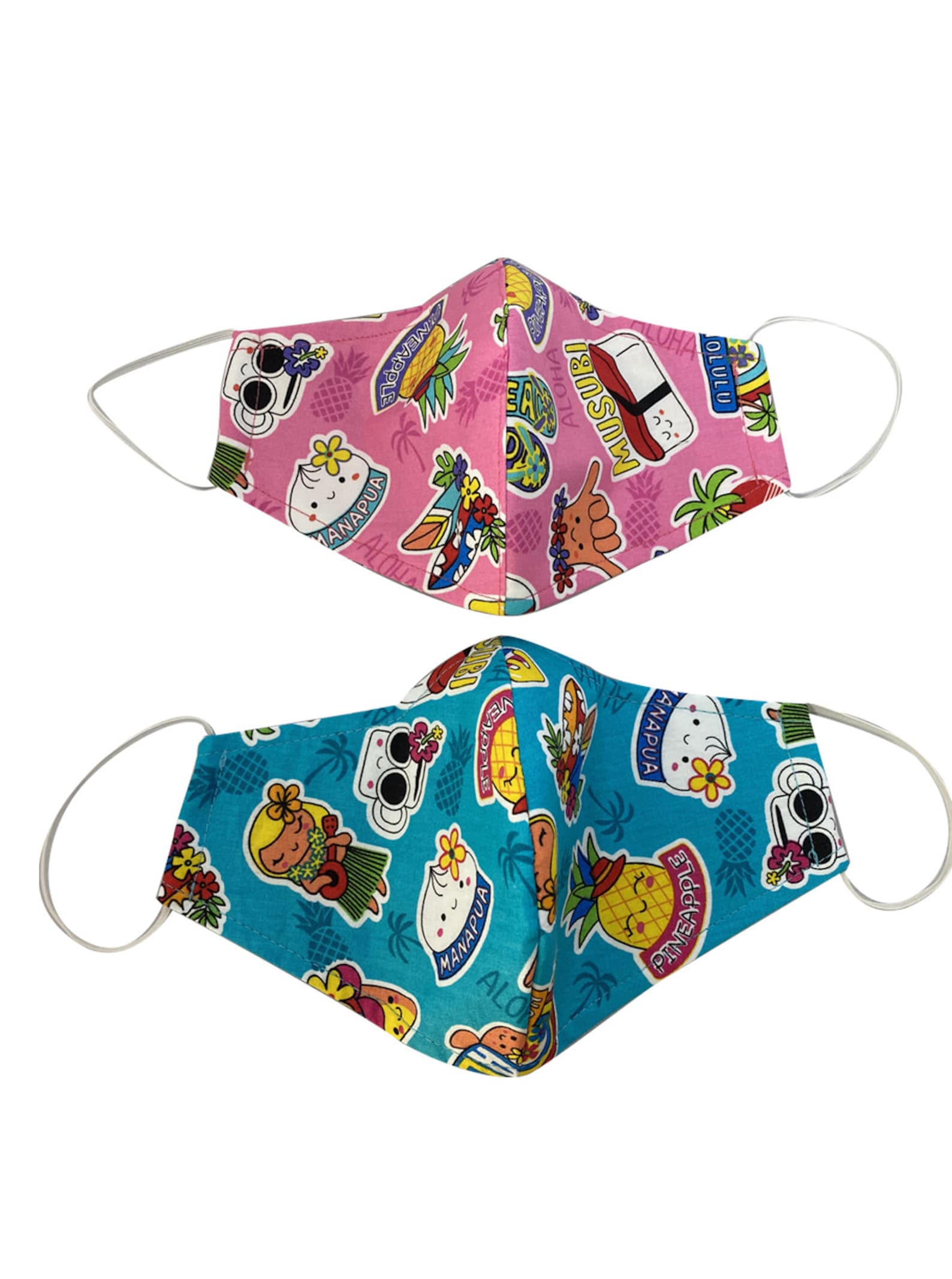 Face Masks 3 Layer Filter Hawaiian Aloha Print Local Snack | Etsy