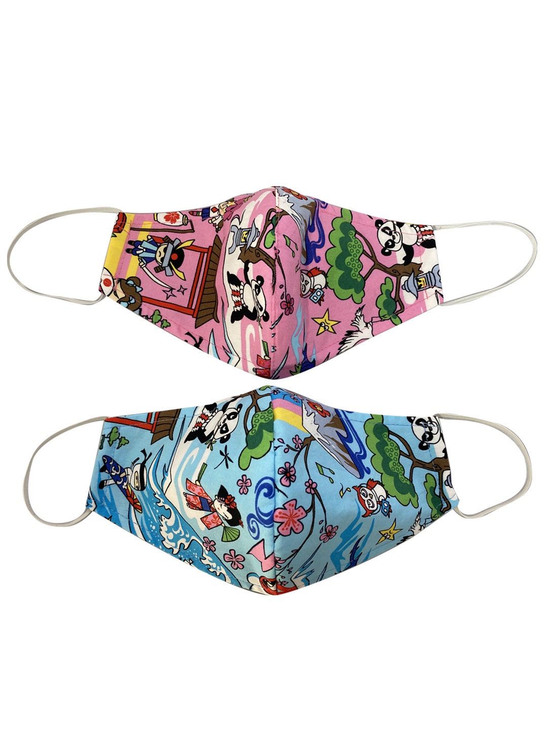 Face Masks 3 Layer Filter Blue Pink Kawaii Cute Cartoon Japanese Anime ...