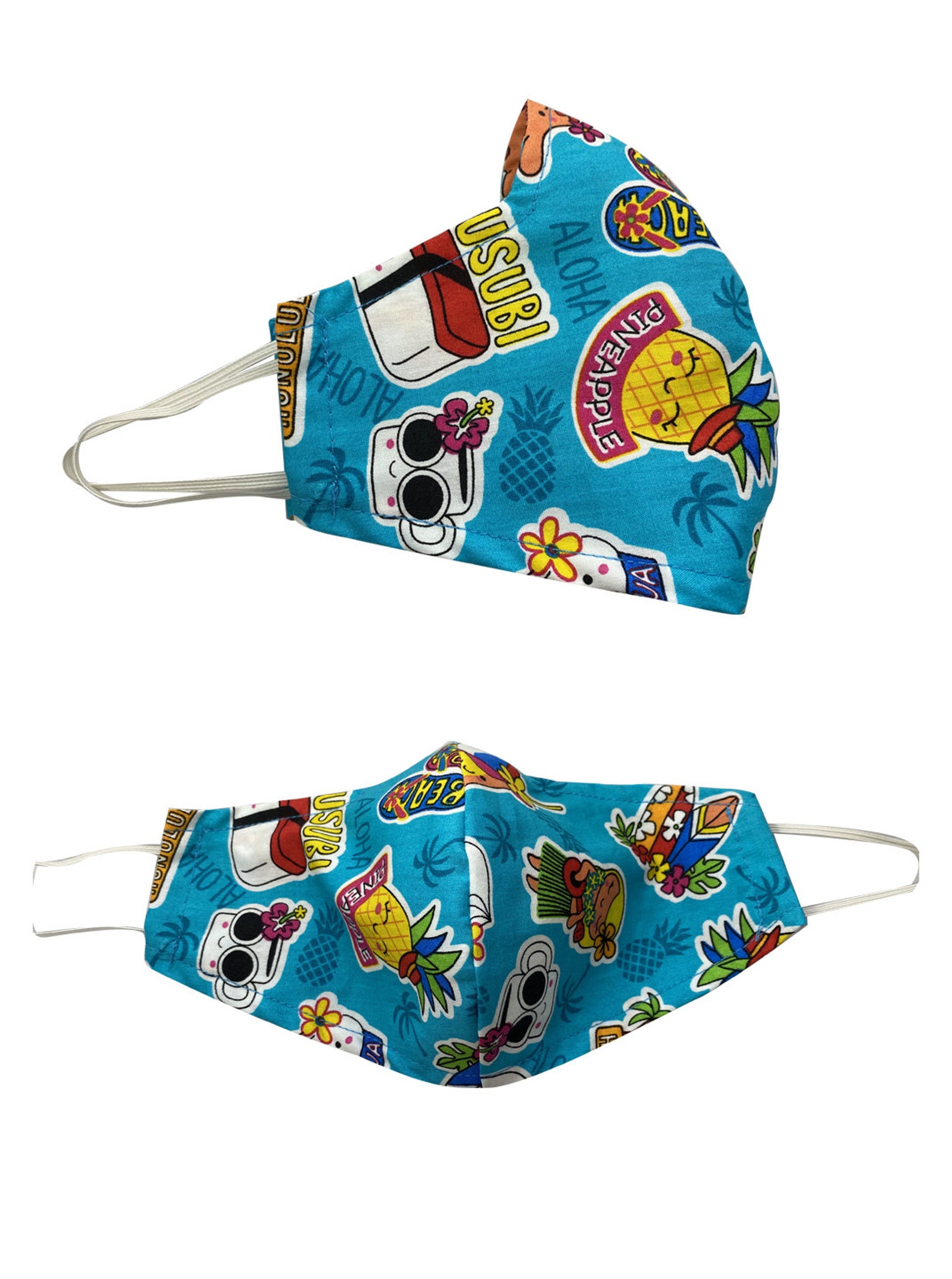 Face Masks 3 Layer Filter Hawaiian Aloha Print Local Snack | Etsy