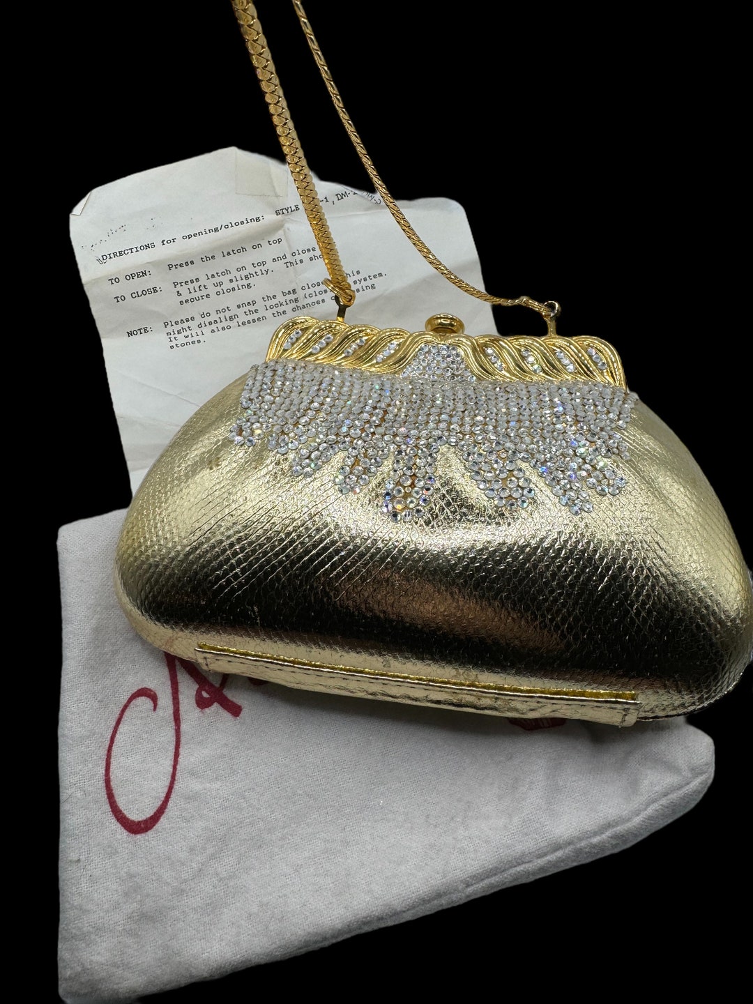 Vintage Ashneil Designer Evening Purse With Rhinestones and Strap - Etsy