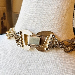 Vintage Ornate Clasp 6 Strand Multi Strand Light Gold Tone Graduated ...