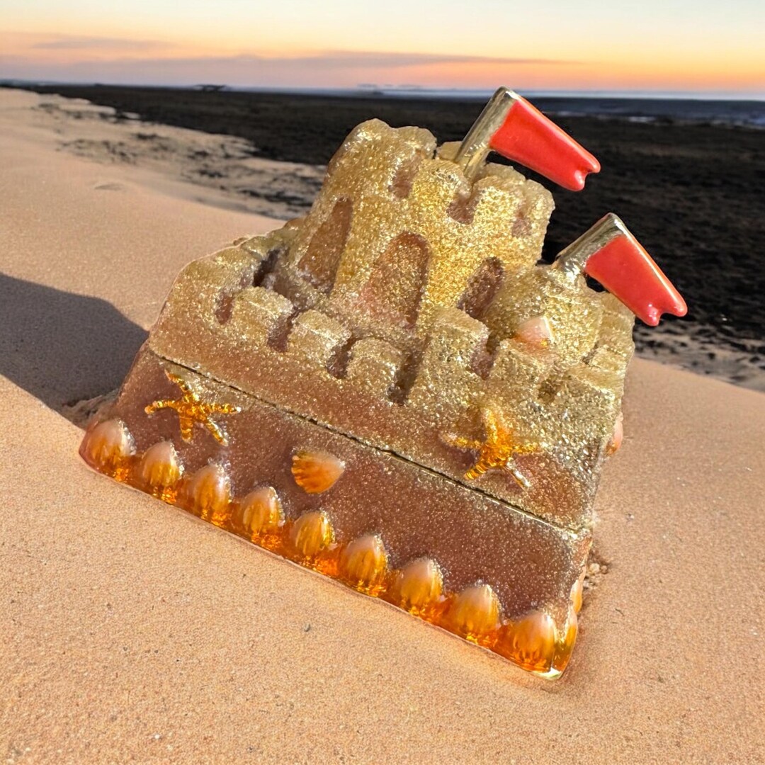 MONET Trinket Box SAND CASTLE Beach Collectible Enamel Keepsake - Etsy