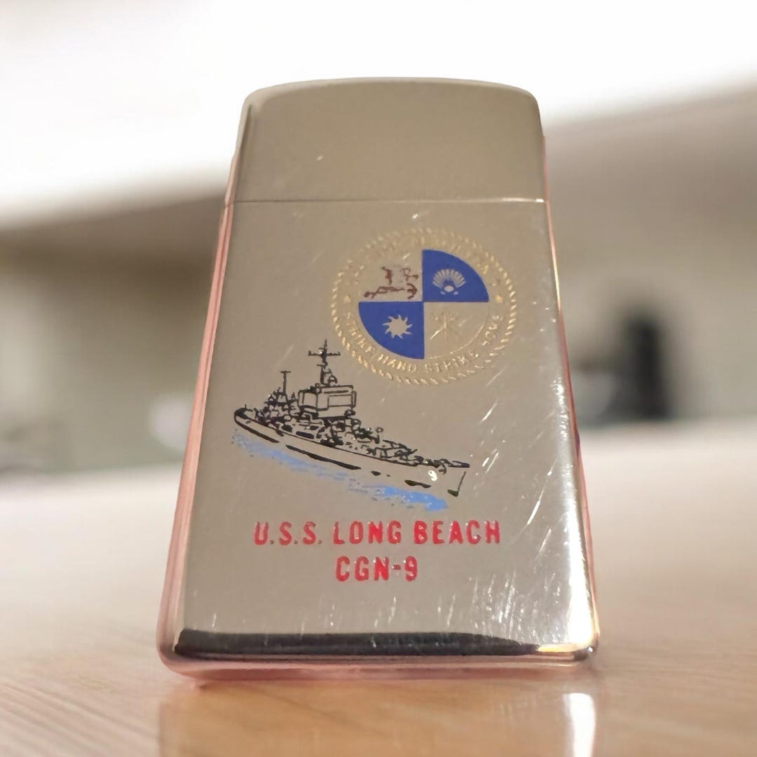 1977 Slim Zippo Lighter for USN Ship USS Long Beach CGN-9 - Etsy