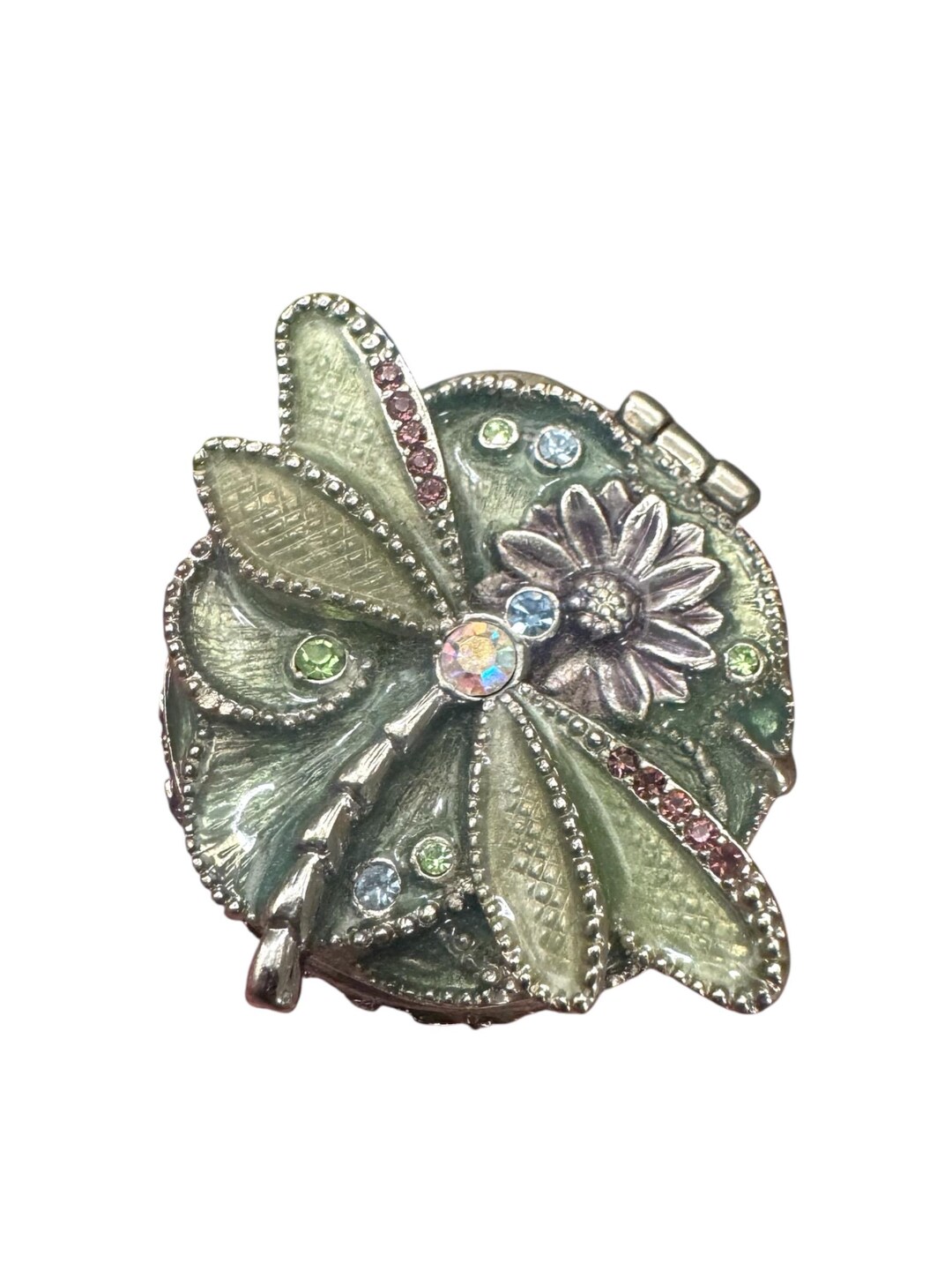 Monet Enamel Dragonfly Trinket Pill Box Signed - Etsy