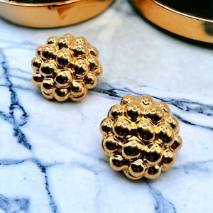 Vintage Ciner Hobnail Bubbles Shiny Gold Tone Clip on Earrings 1 1/8” (J) - Etsy