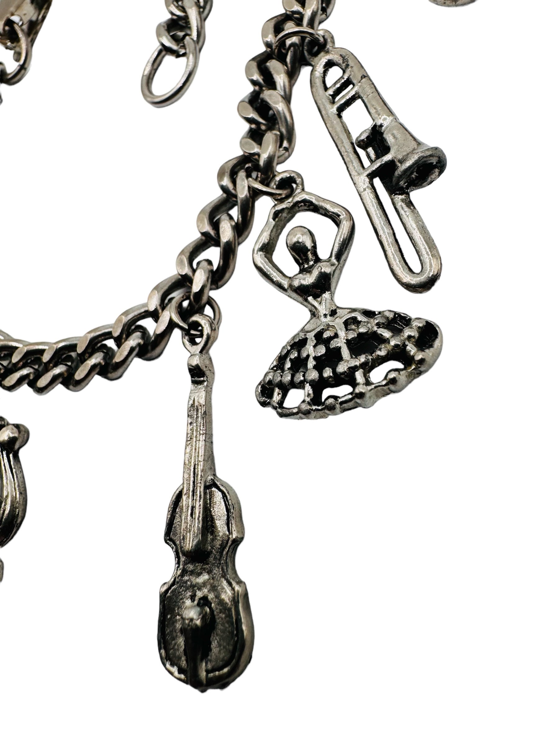 Vintage Musical Instrument Dance Silver Tone Charm Bracelet 7 3/4 - Etsy