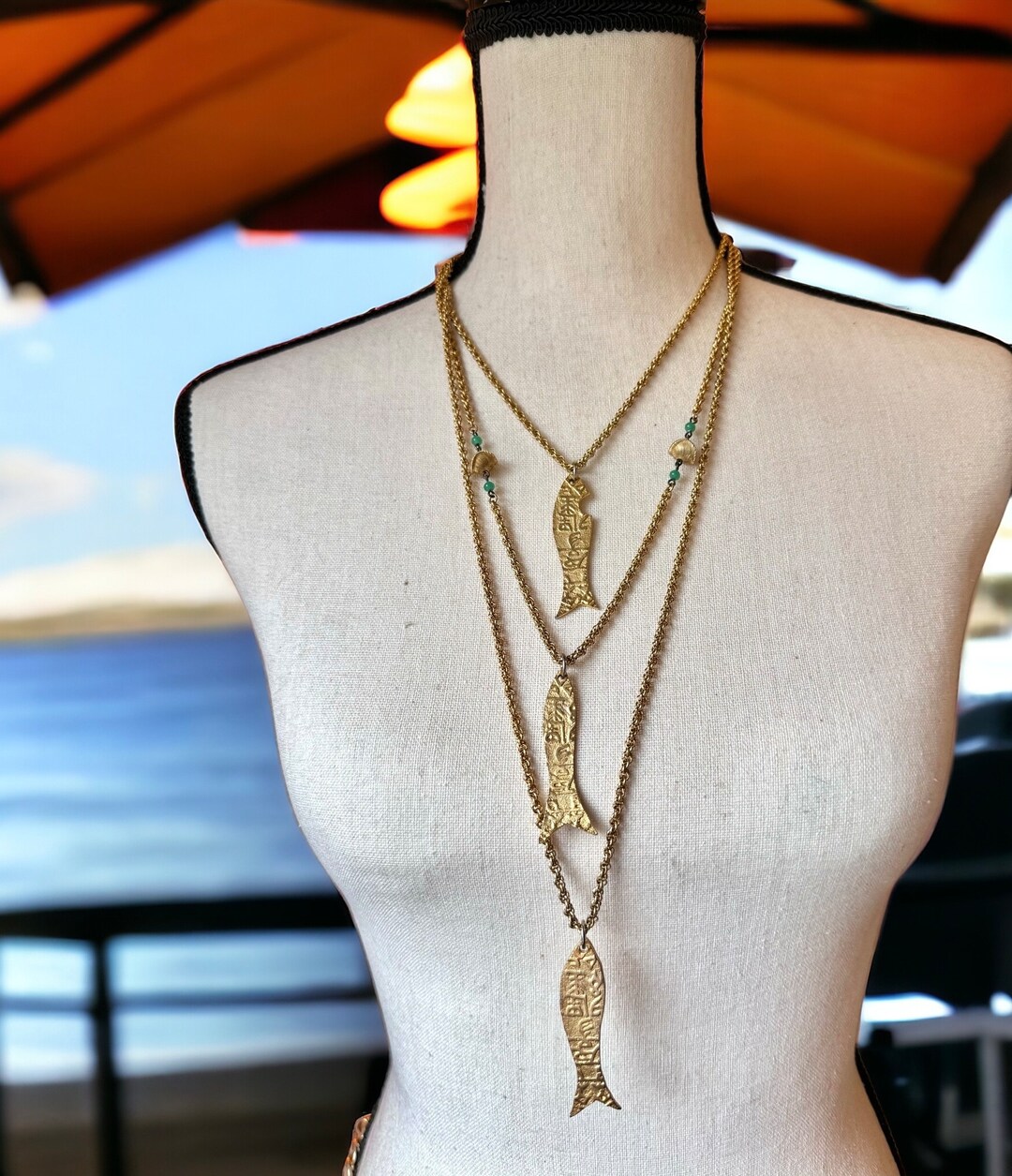 Vintage Three Chain Fish Gold Tone MCM Layered Necklace - Etsy