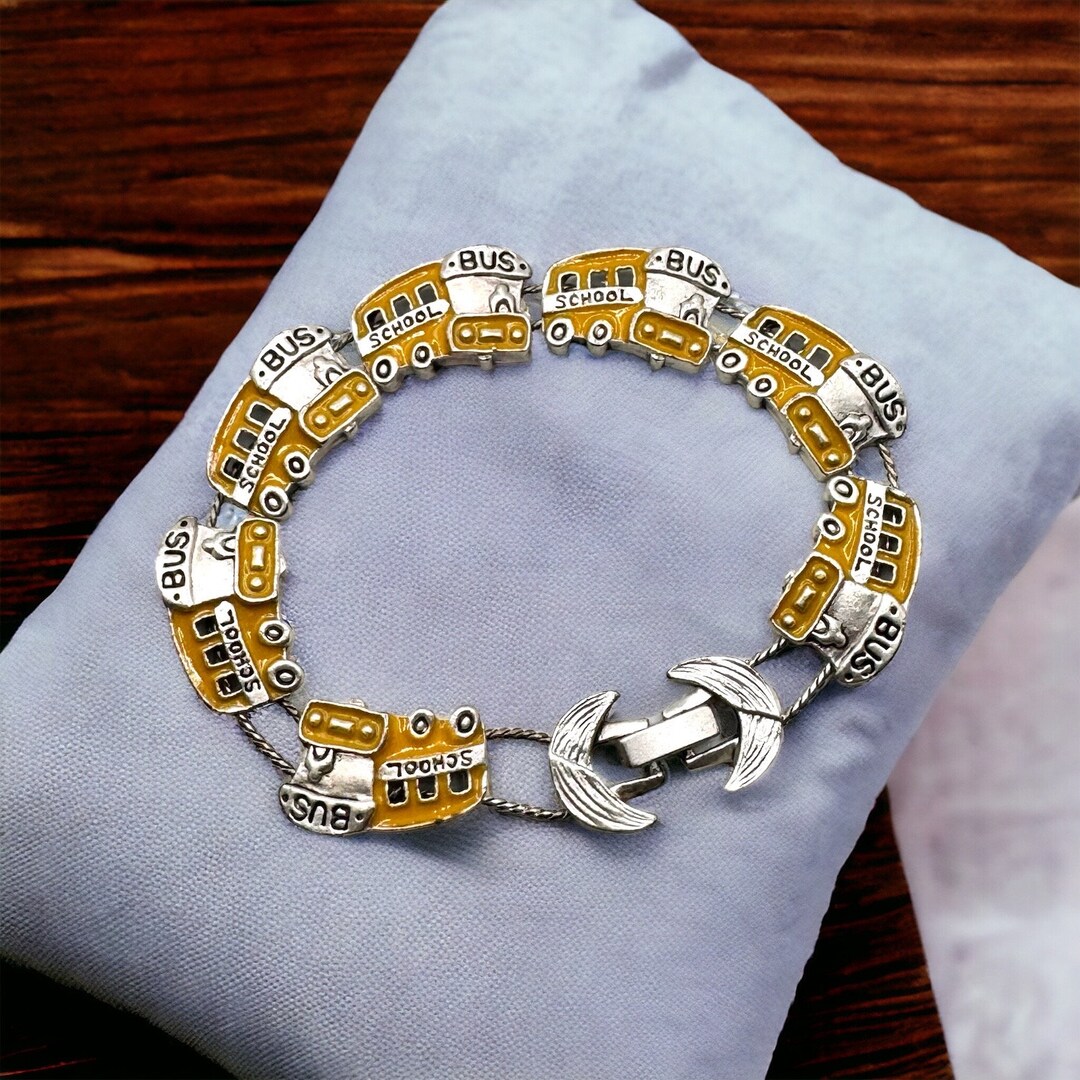 School Bus Link Bracelet Gift for Teacher 7 1/2” - Etsy