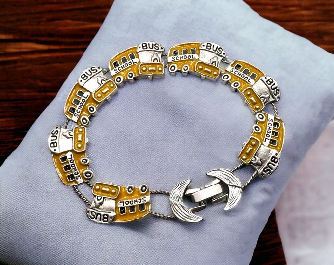 School Bus Link Bracelet Gift for Teacher 7 1/2” (E) - Etsy