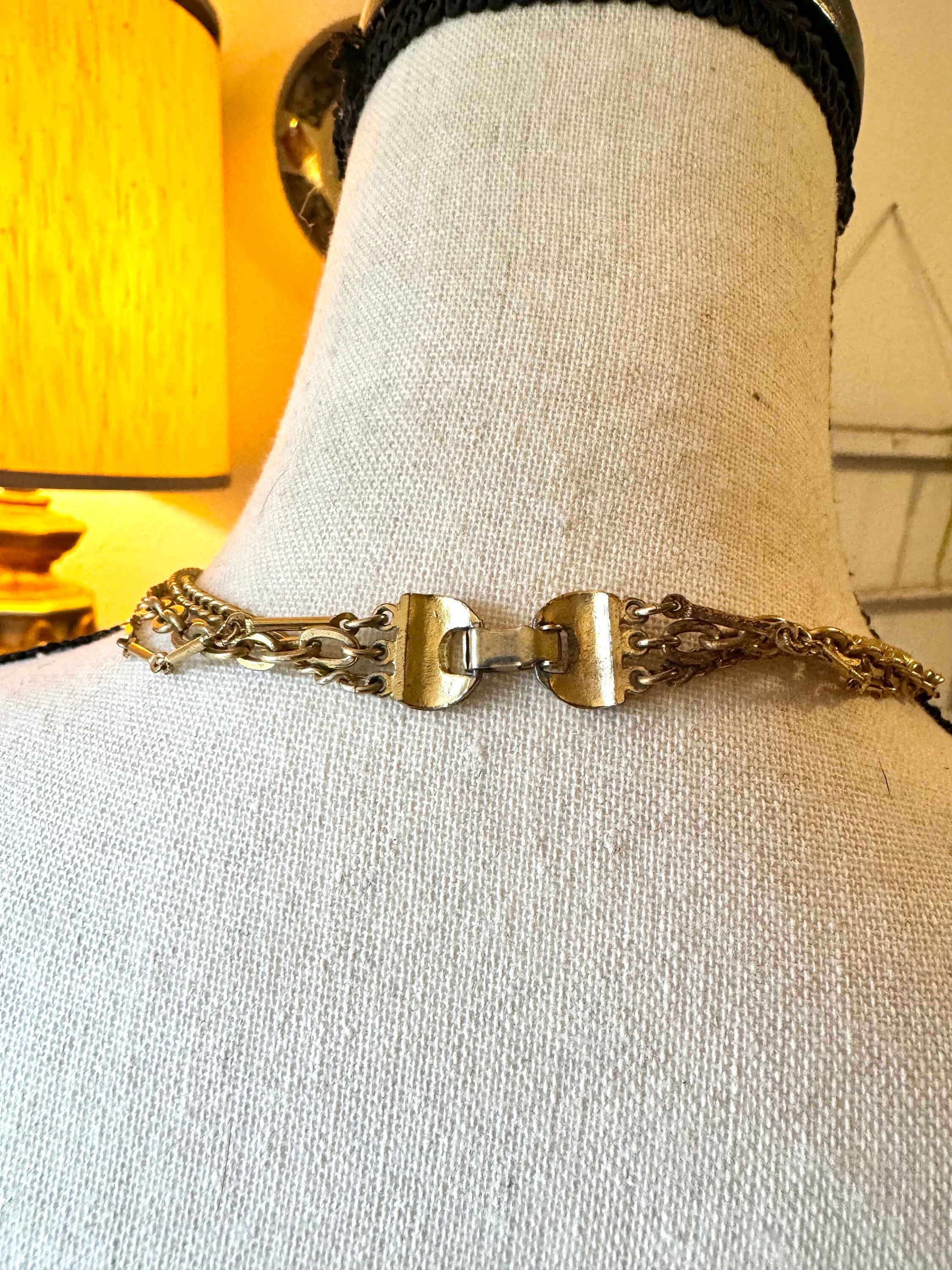 Vintage Multi Chain Gold Tone Graduated Length Necklace With Pendant - Etsy