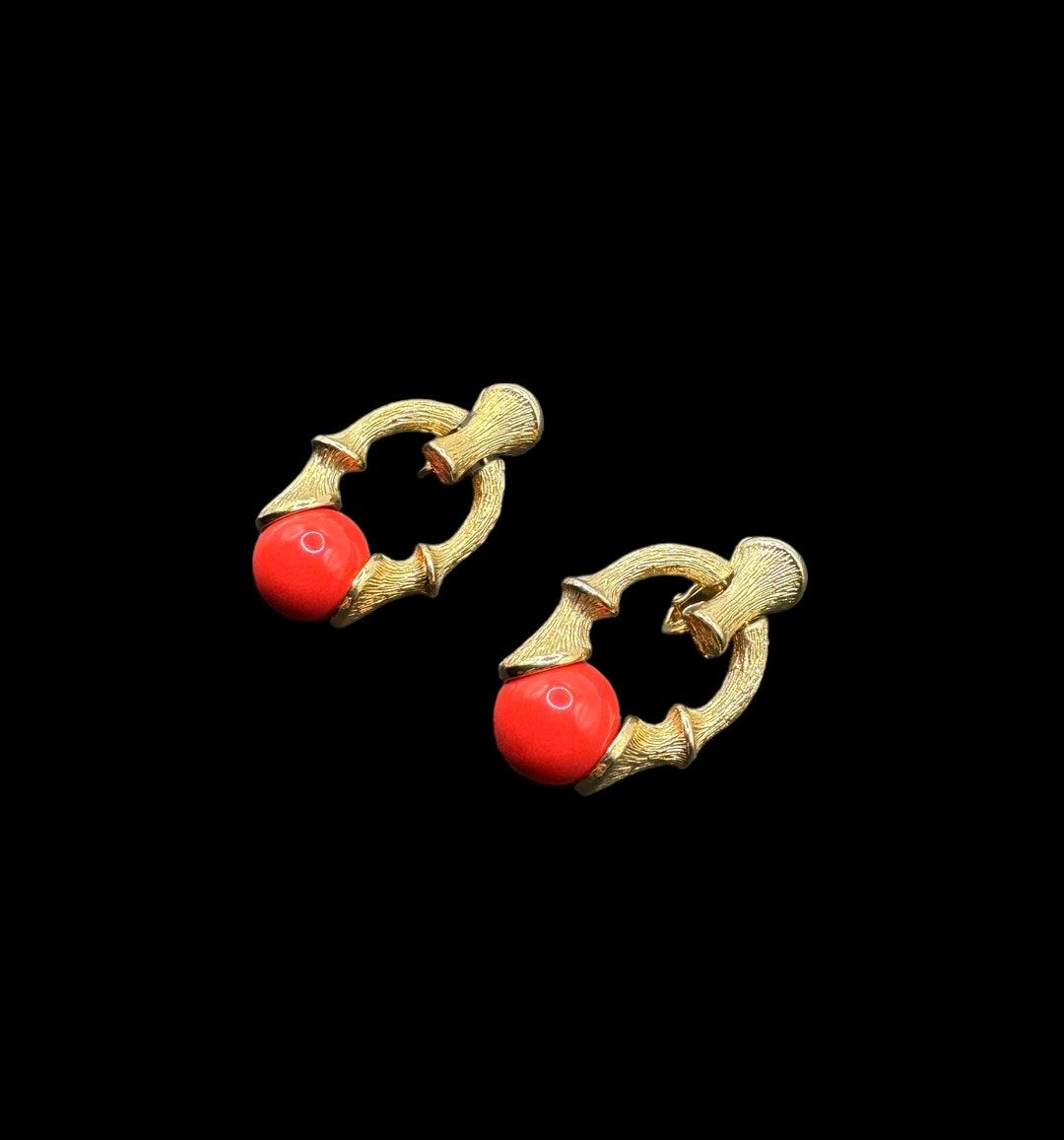 Faux Bamboo Door Knocker Style Gold Tone Signed Vintage Clip - Etsy