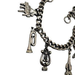 Vintage Musical Instrument Dance Silver Tone Charm Bracelet 7 3/4” - Etsy