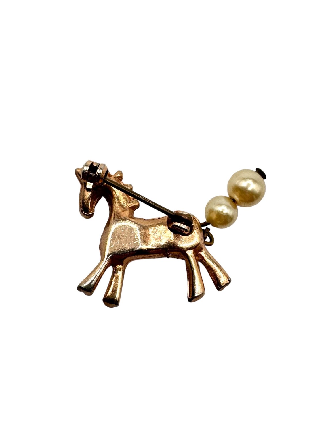 Vintage Articulating Horse Donkey Gold Tone Brooch With Faux Pearls 1 ...