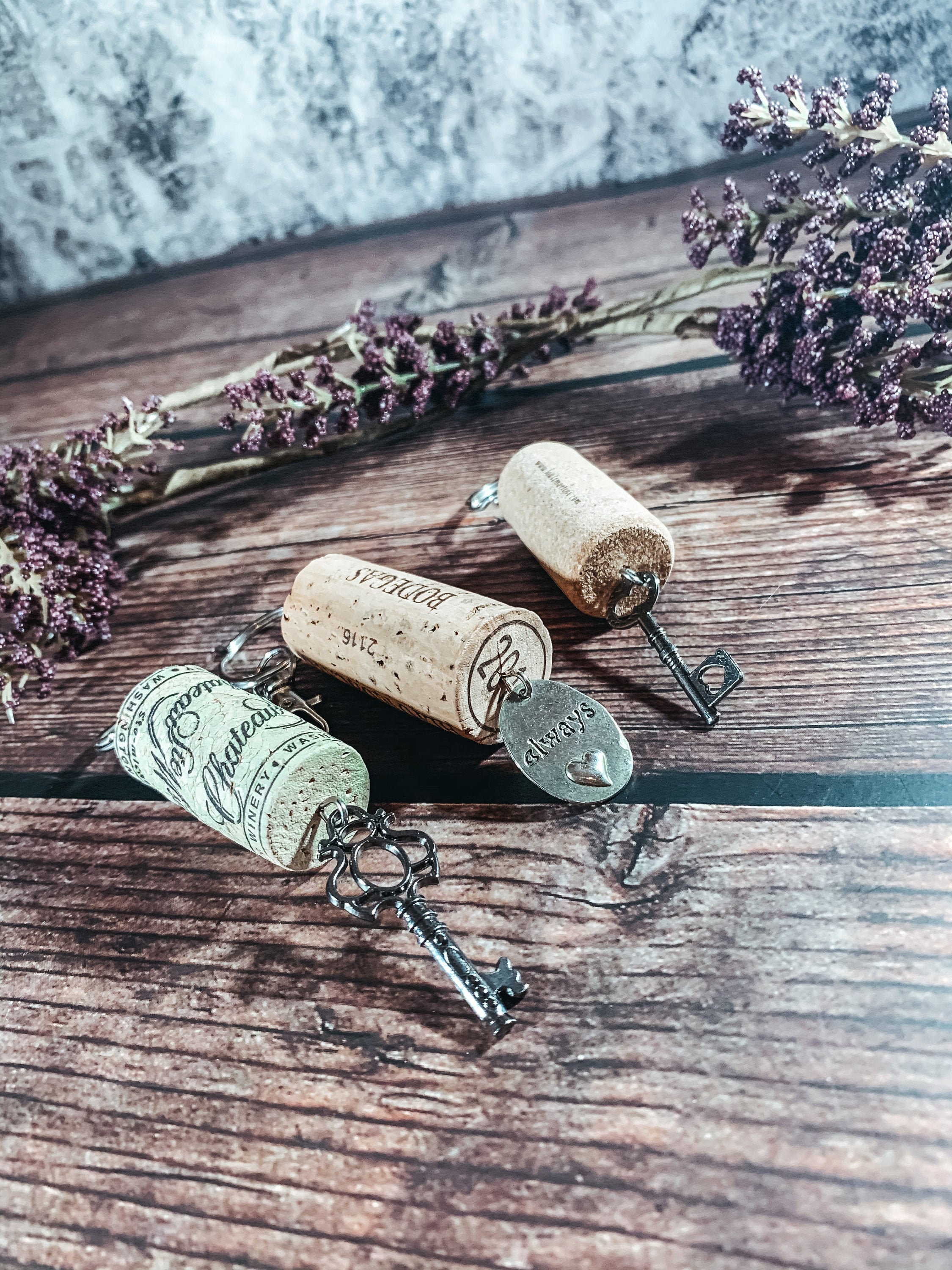 Wine Cork Keychain | Recycled Wine Cork | Keyring With Charms | Gift ...