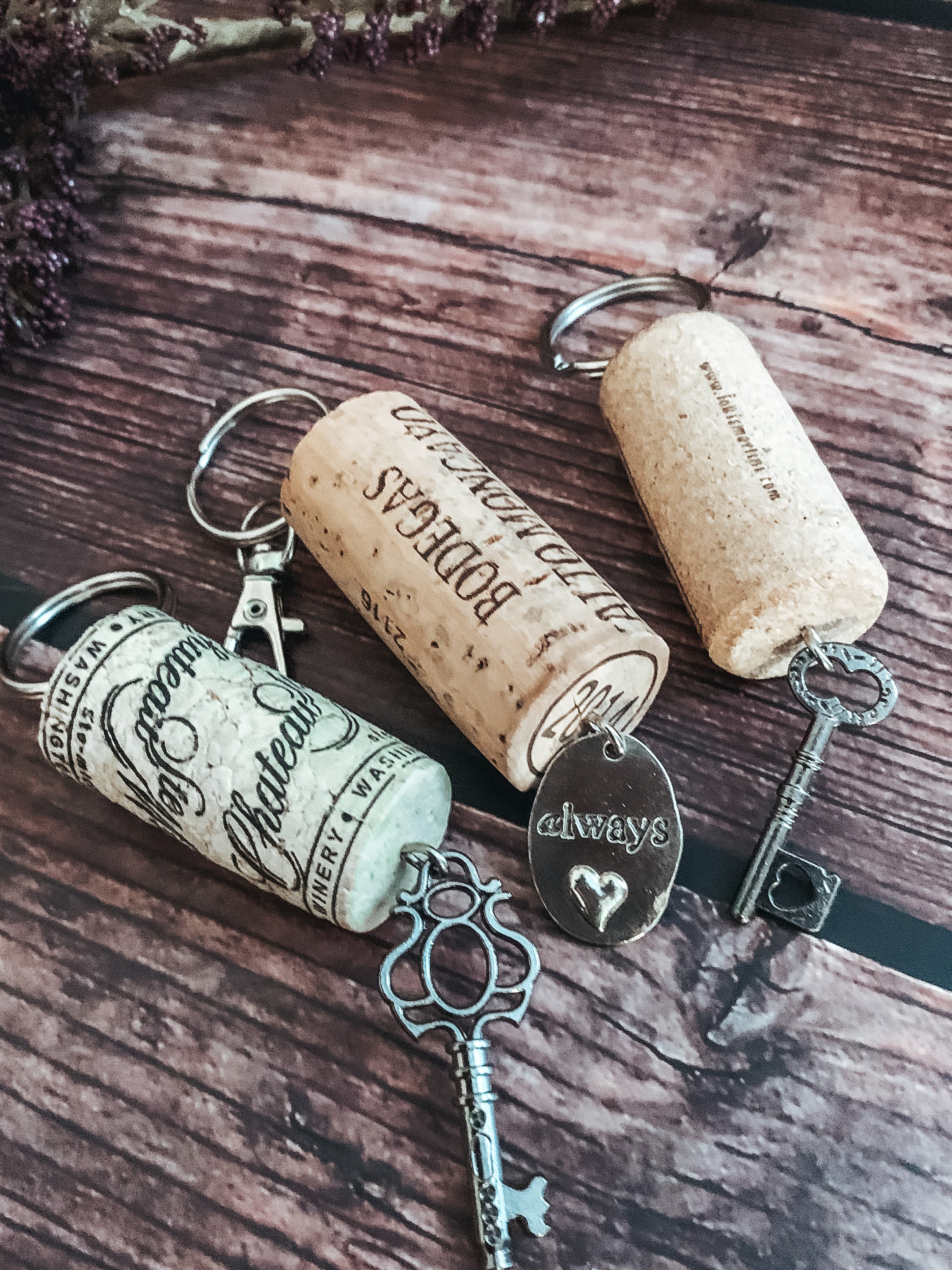 Wine Cork Keychain | Recycled Wine Cork | Keyring With Charms | Gift ...