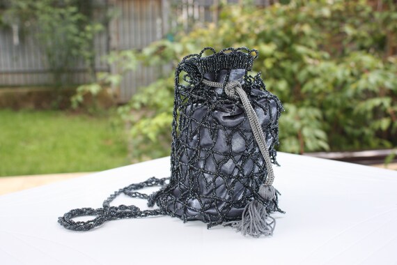 Beaded Sack Bag Purse Elegant Silver Gray Evening Sack Clutch | Etsy