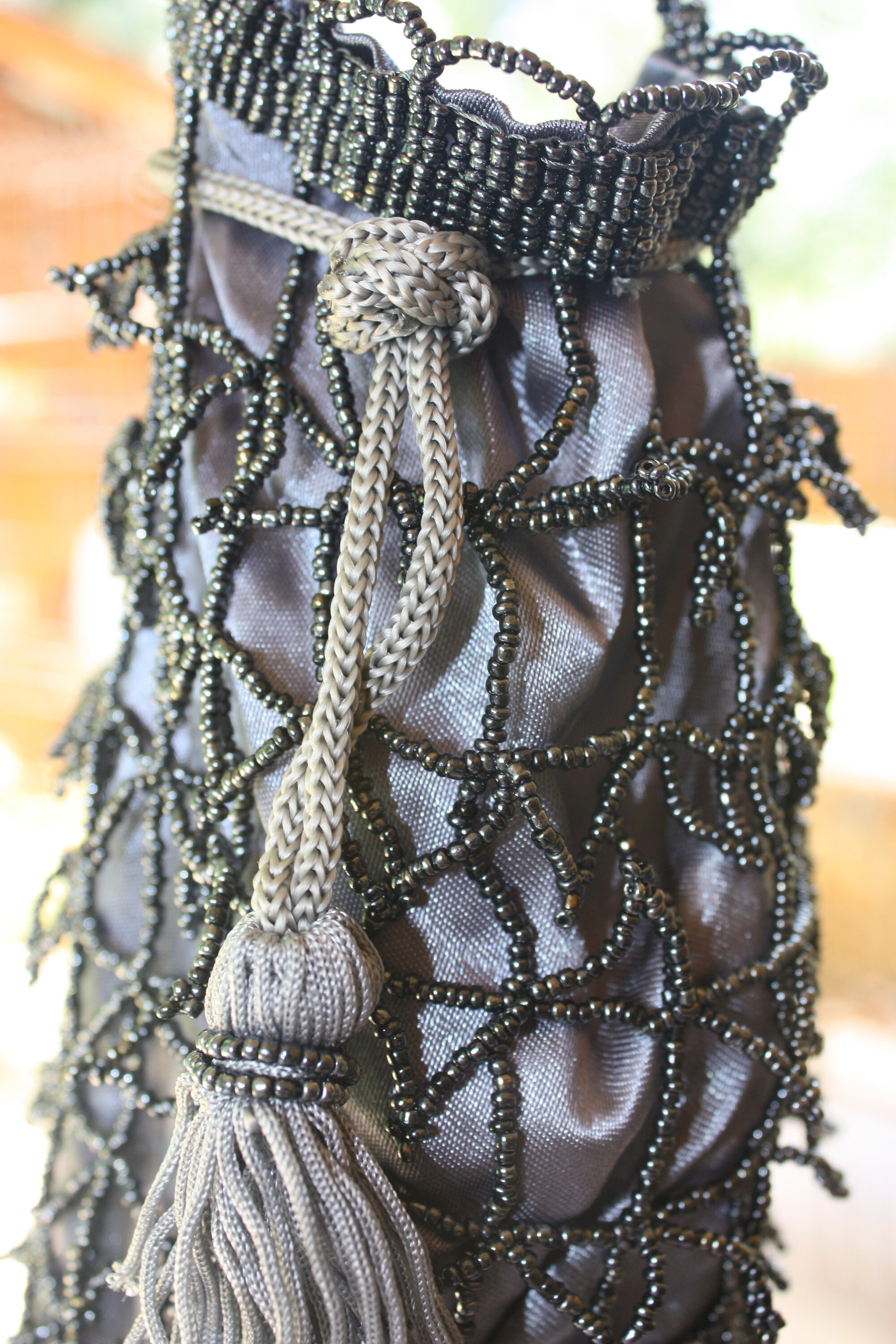 Beaded Sack Bag Purse, Elegant Silver Gray Evening Sack Clutch - Etsy