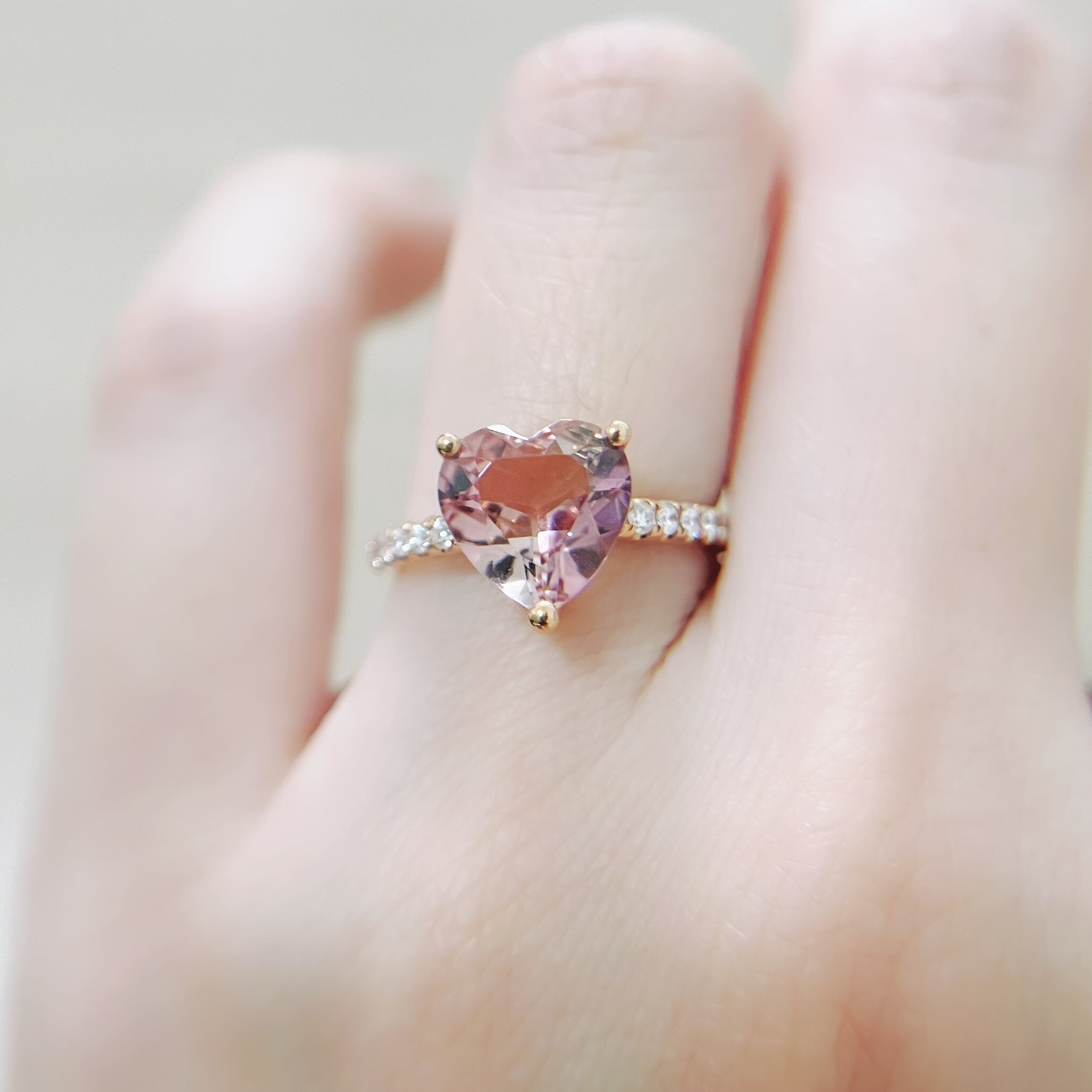 Heart Pink Tourmaline Engagement Ring - Pink Promise Ring - Birthday ...