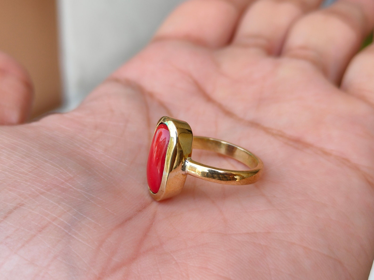 Natural Red Coral Handmade Ring | Certified Moonga Mangal Dosh Mars ...