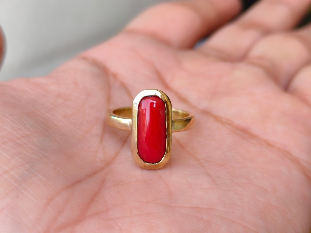 Natural Red Coral Handmade Ring | Certified Moonga Mangal Dosh Mars ...