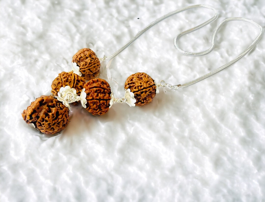 Buy 4, 5, 6 & 7 Mukhi With Ganesha Rudraksha Silver Necklace Sarv Karya ...
