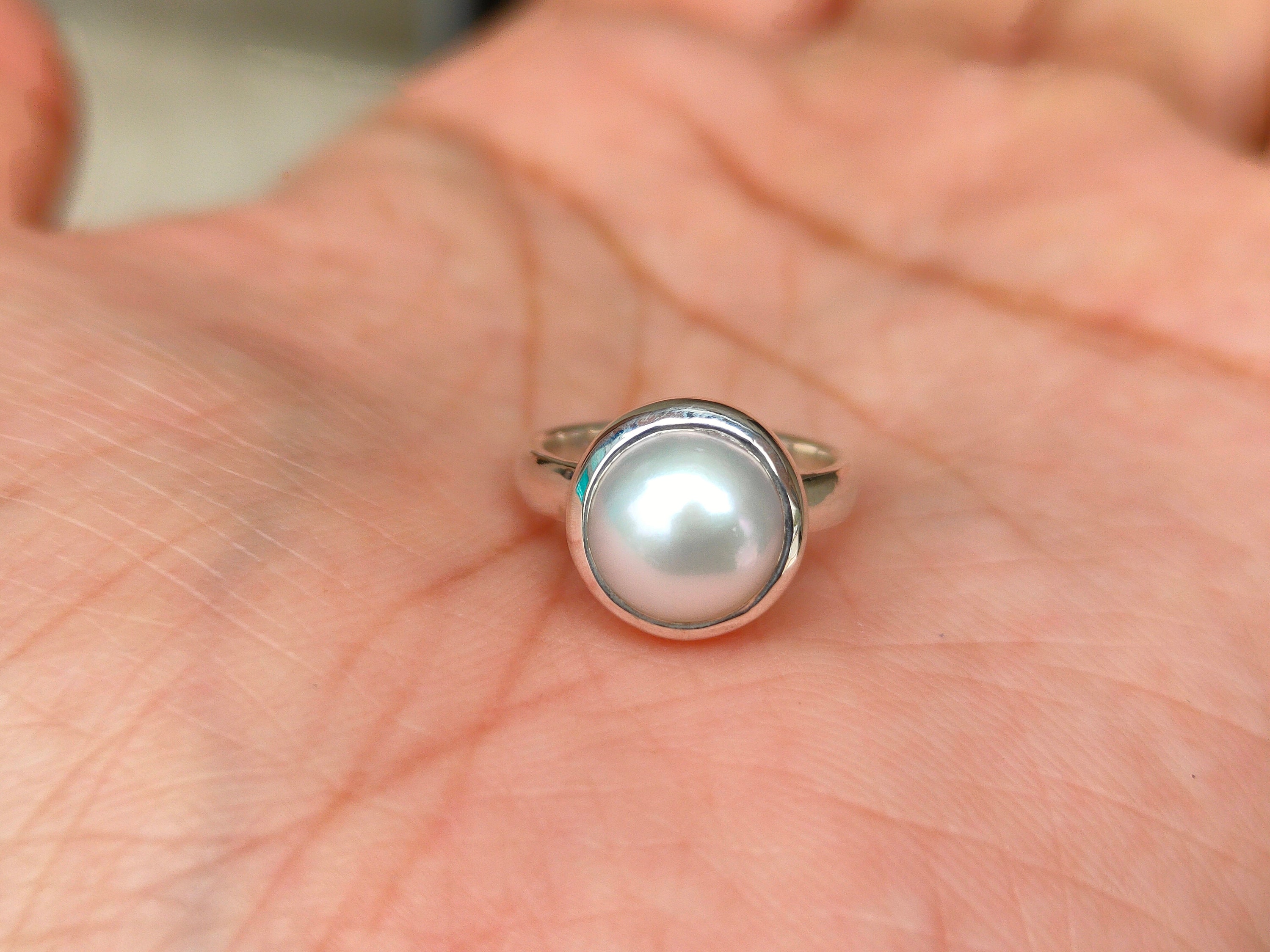 Real South Sea Pearl Handmade Ring | Certified Moti Moon Planet June ...