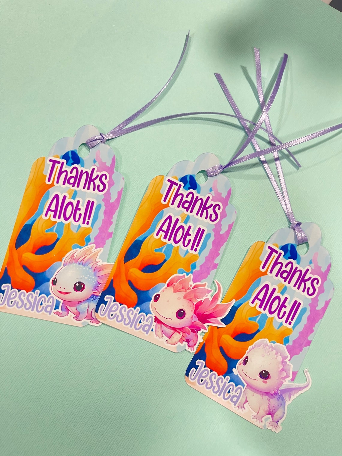 Axolotl Thank You Tag,axolotl Birthday Decoration, Axolotl Party Tag ...