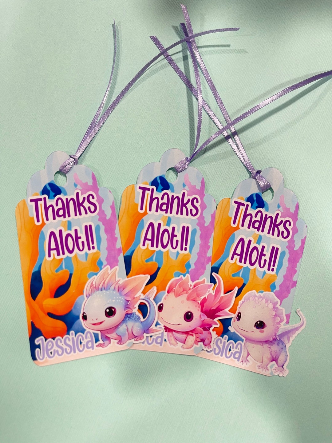 Axolotl Thank You Tag,axolotl Birthday Decoration, Axolotl Party Tag ...