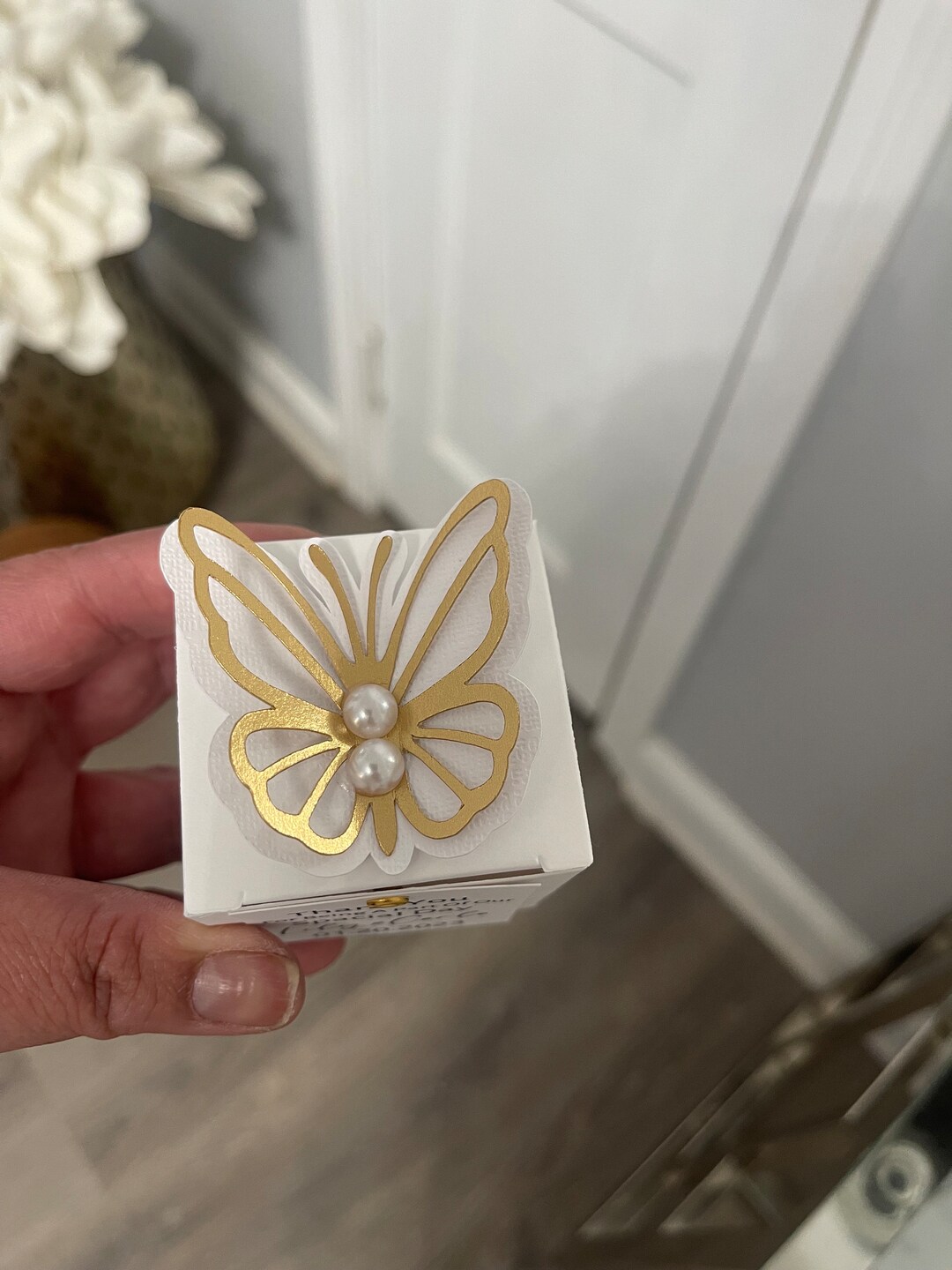 White Favor Boxes With Flower for Wedding, Bridal Shower, Baptism ...