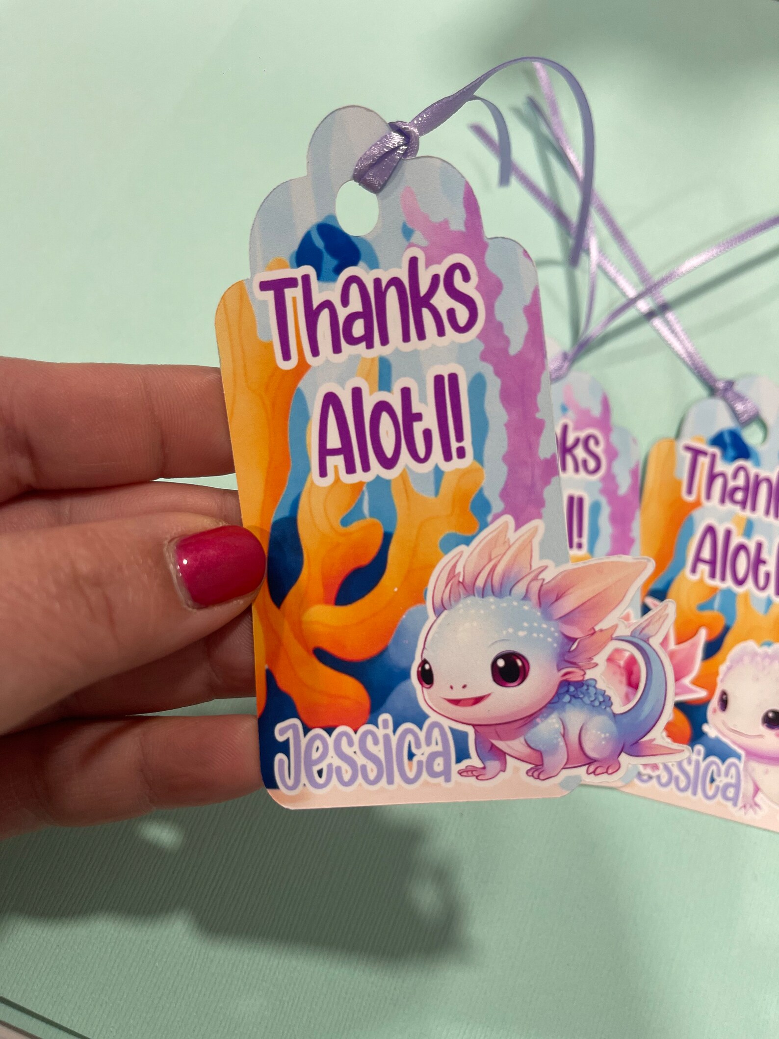 Axolotl Thank You Tag,axolotl Birthday Decoration, Axolotl Party Tag ...