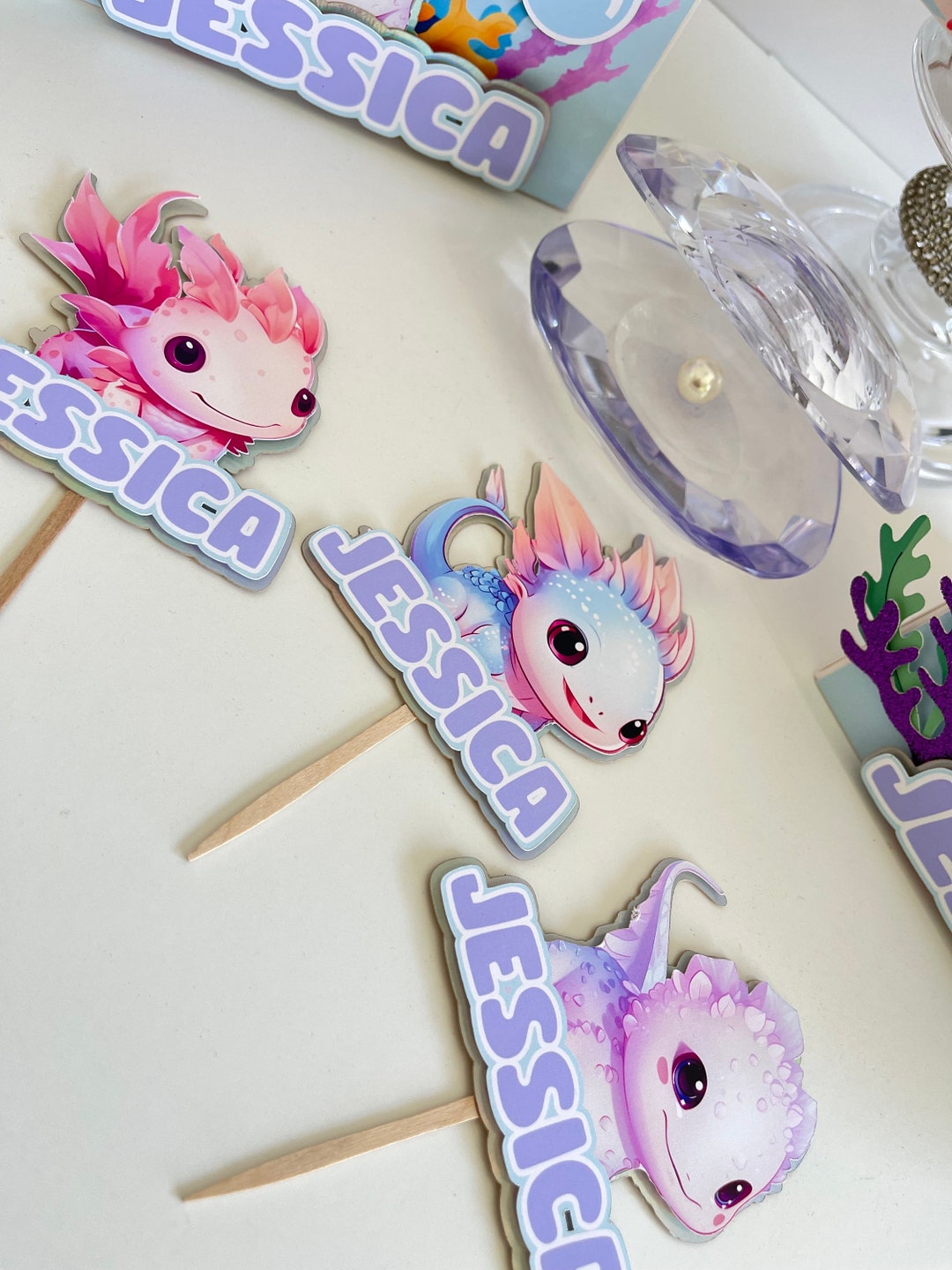 Axolotl Cupcakes Topper, Axolotl Birthday, Axolotl Birthday Decoration ...