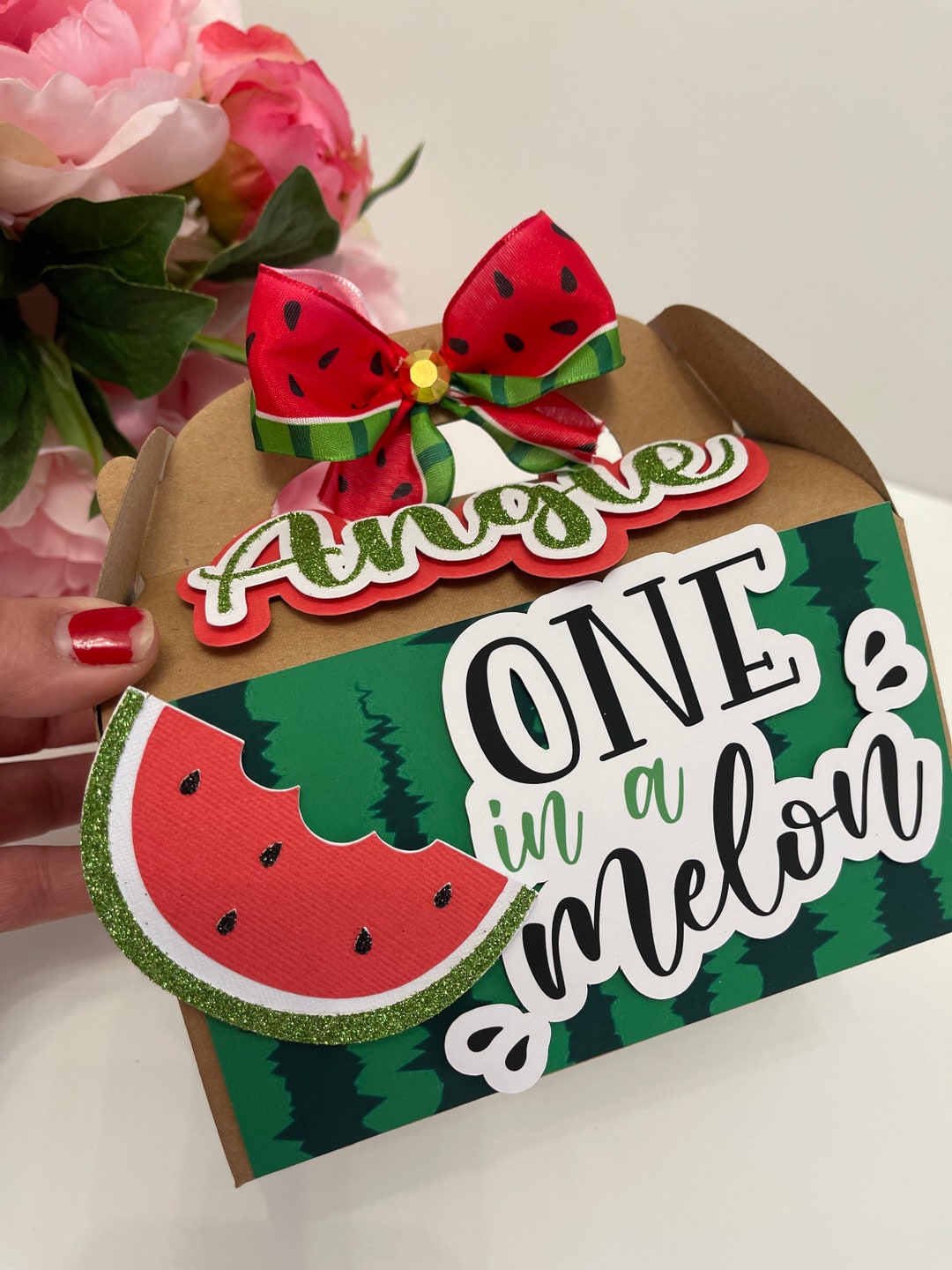 One in a Melon Party Favor Box, Melon Birthday Theme, Melon Treat Box ...