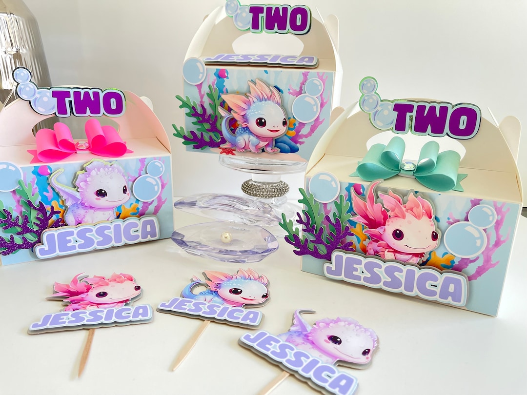 Axolotl Party Favor Box, Axolotl Birthday, Axolotl Birthday Decoration ...
