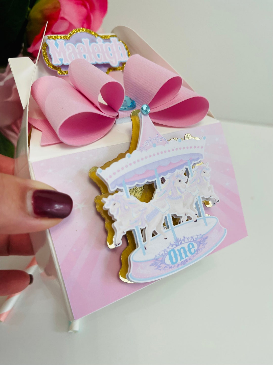 Carousel Party Favor Box, Carousel Birthday Theme, Carousel Birthday ...